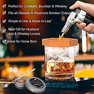 Cocktail Smoker kit with Torch for Old Fashioned Cocktail Whiskey Bourbon, Premium Drink Smoker Infuser Kit with 4 Flavored Smoking Wood Chips, Smoke Gifts for Men, Whisky Lovers (No Butane)