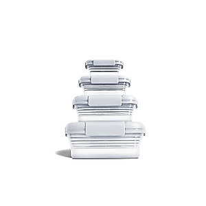 Stojo Nestable Collapsible Food Storage Container - Set of 4, Cashmere - Leak-Proof Airtight Seal Made With Food Grade Silicone For Meal Prep, Lunch Box, Pantry Organizer - Microwave & Dishwasher Safe