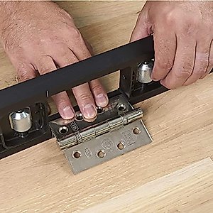 Trend Two-Part Skeleton Hinge Jig with Adjustable Blocks, Robust Carry Case & Guide Bush for Hinge Recess Cutting, Black, H/JIG/C