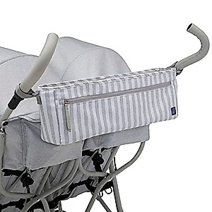GAP babyGap Classic Side-by-Side Double Stroller - Lightweight Double Stroller with Recline, Extendable Sun Visors & Compact Fold - Made with Sustainable Materials, Grey Stripes
