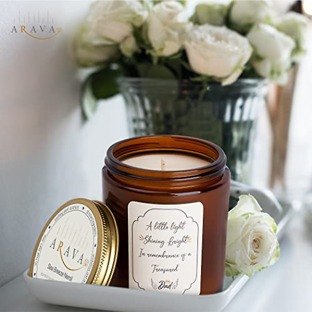 ARAVA in Loving Memory Candle | A Touching Sympathy Gift | Sympathy Gifts for Loss of Dad | Memorial Candle Bereavement Gift | Loss of Father Sympathy Gifts