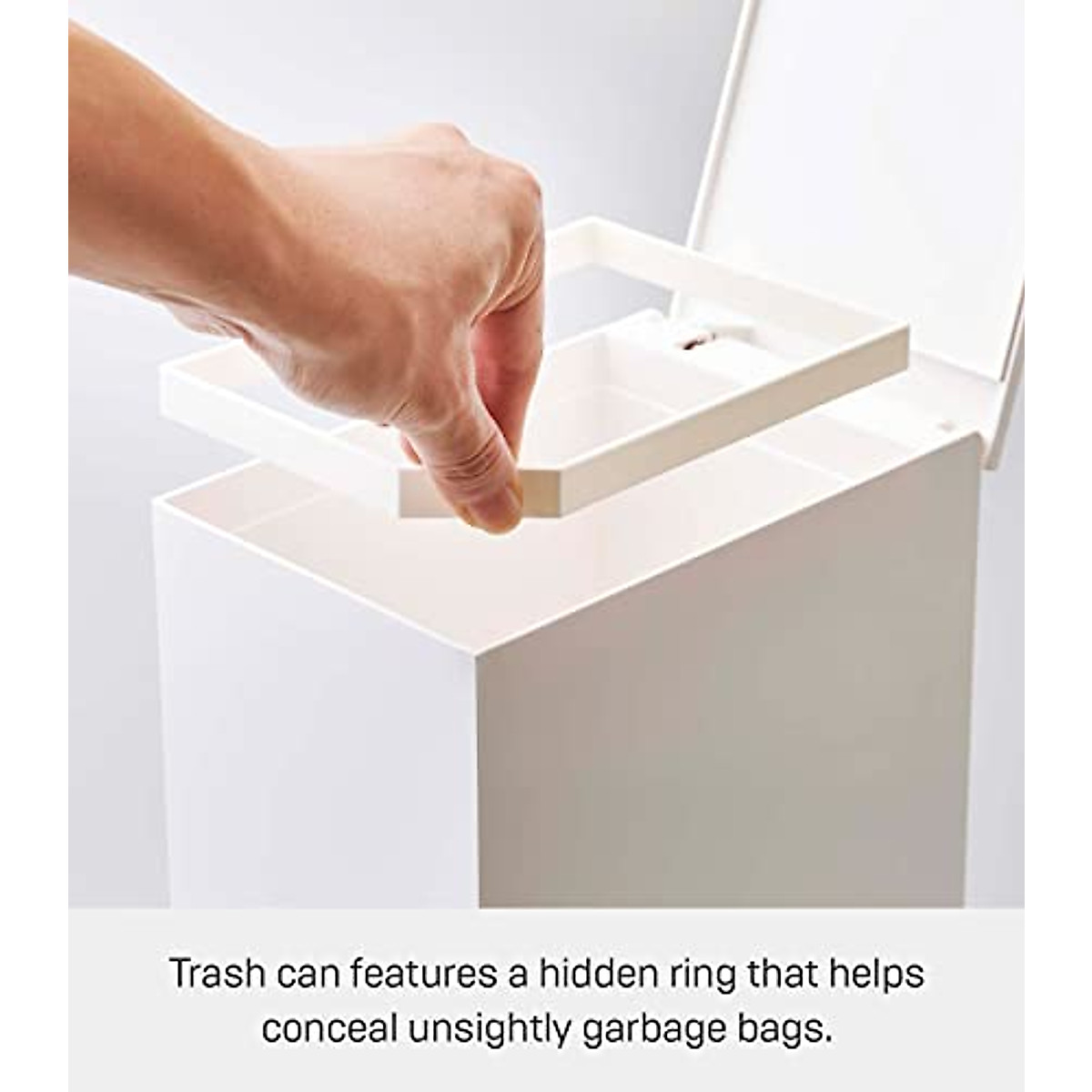 Yamazaki Home Tower Sanitary Step Trash Can, One Gallon – Small Home Waste Bin,White