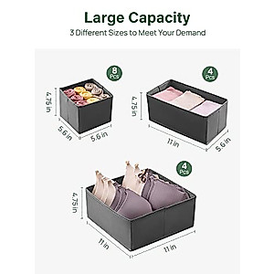 Kootek 16 Pack Drawer Organizers for Clothing, Dresser Drawer Organizer Clothes Fabric Foldable Dividers, Cabinet Closet Organizers and Storage Boxes for Baby Clothes, Underwear, Bras, Socks