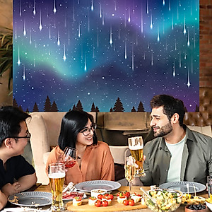 Fabric Night Sky Star Backdrop Shooting Star Aurora Party Decoration Universe Galaxy Constellation Celestial Photo Backgound Twinkle Little Star Photo Booth Wedding Baby Shower Birthday Party Supplies