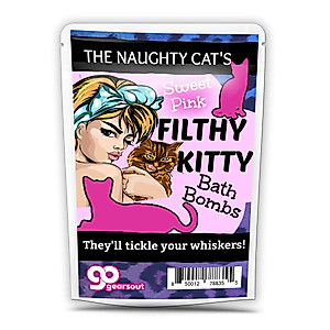 Filthy Kitty Bath Bombs - XL Bright Pink and Black Fizzers for Cat Lovers - Handcrafted, Made in America, 2 Count