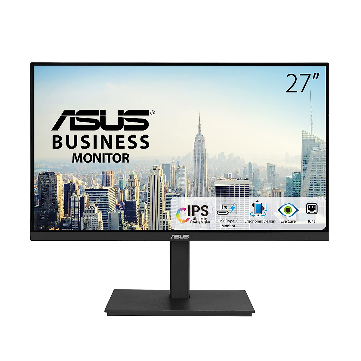 ASUS 27” 1080P Docking Monitor (VA27ECPSN) – Full HD, IPS, 75Hz, Adaptive-Sync, Speakers, Eye Care, Low Blue Light, Flicker Free, RJ45, USB-C, DisplayPort, HDMI, Height Adjustment, VESA Wall Mountable