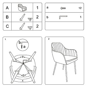 CangLong Furniture Modern Living Dining Room Accent Arm Chairs Club Guest with Gold Metal Legs, Set of 2, Grey