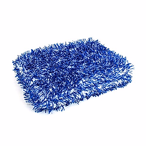 [Wash Monster] Plush Car Wash Pad (9 in. x 7 in.) Blue - 1 Pack | Soft & Plush Absorbent Microfiber Fibers | Large, Fits in Bucket