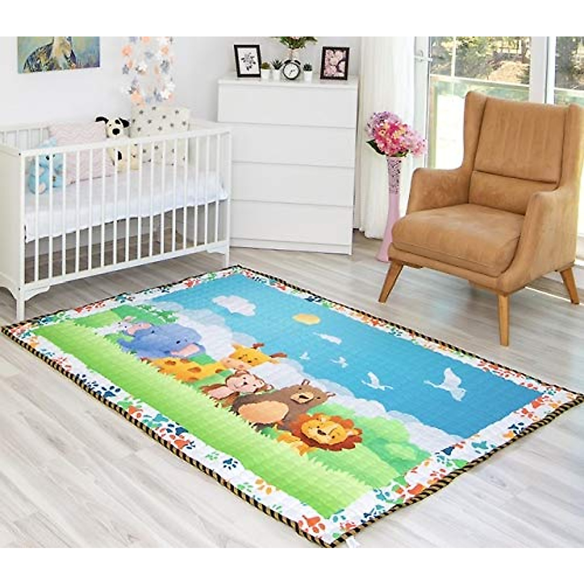 Moiré Baby 3D Paper Craft Animal Learning Baby Play Mat Extra Large 76 in. x 58 Padded ABC Crawling Carpet for Babies (3D Paper Craft Animal)