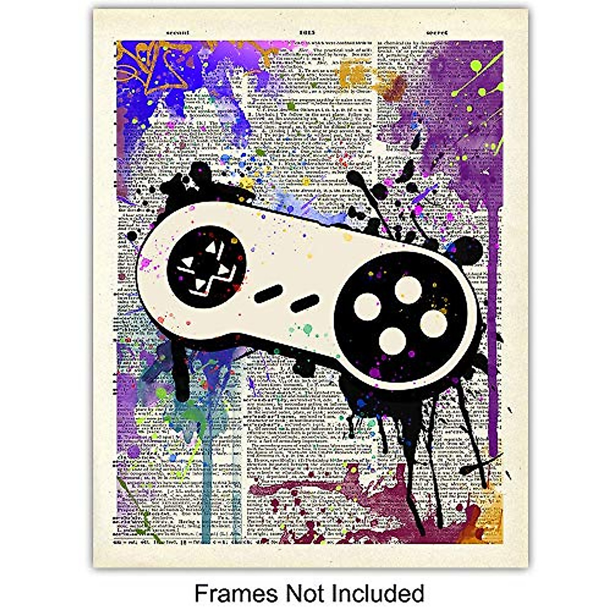 Remote Control Wall Art Set - Gaming Graffiti Decor - Gift for Gamers, Xbox, PS4, Playstation, Video Game, Arcade Fan, Men, Teens - Urban Street Art Poster - Game Room, Dorm, Bar, Boys Room, Bedroom