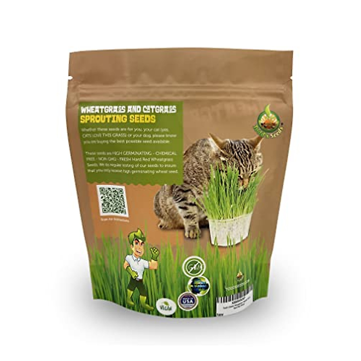 Todd's Seeds - 1 Pound of Wheatgrass Seeds - Non GMO Sprouting Seeds - Grind Into Whole Wheat Flour - Pet Grass - Cat Grass for Indoor Cats - Wheat Grass Seeds