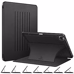 CaseBot Magnetic Case for iPad Pro 12.9-inch 6th Generation 2022, Multiple Angle Shockproof Rugged Stand Case, Soft TPU Back Cover w/Pencil Holder, Also Fit iPad Pro 12.9" 5th/4th/3rd Gen, Black