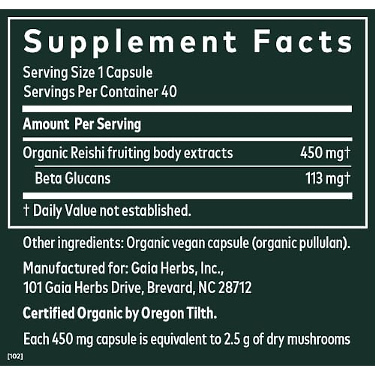Gaia Herbs Reishi Mushroom - Helps Maintain a Healthy Immune System & Supports Heart Health - Adaptogen Herbal Supplement for Longevity Support - 40 Vegan Liquid Phyto-Capsules (40-Day Supply)