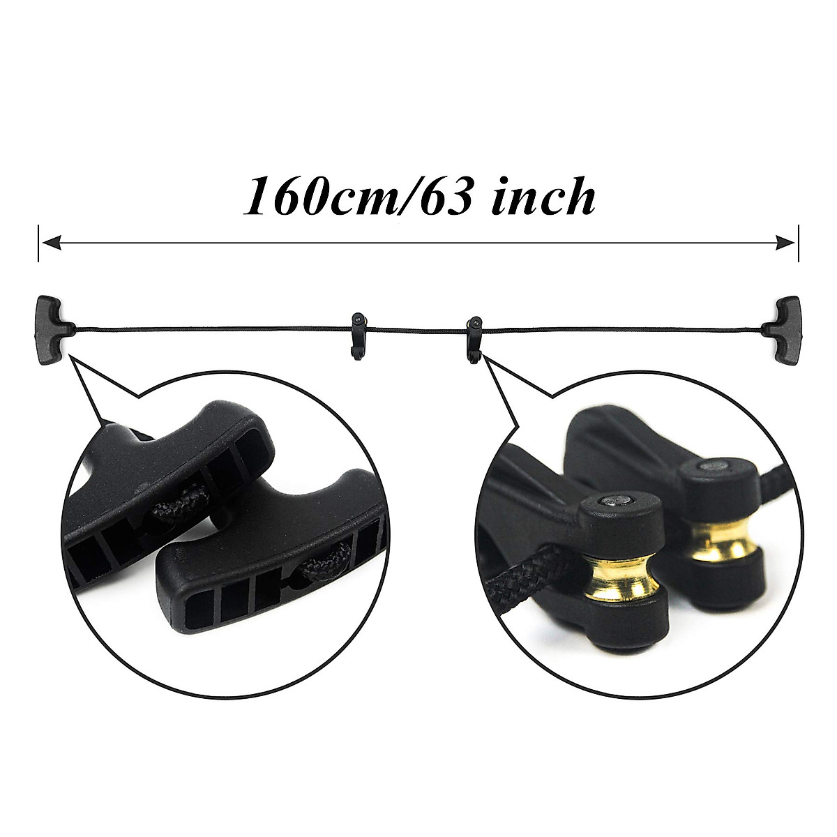 GUGULUZA Crossbow Cocking Device with Double Handle Crossbows Rope 1.6m/63 inch Cocker Aid Cocking String Tool Black