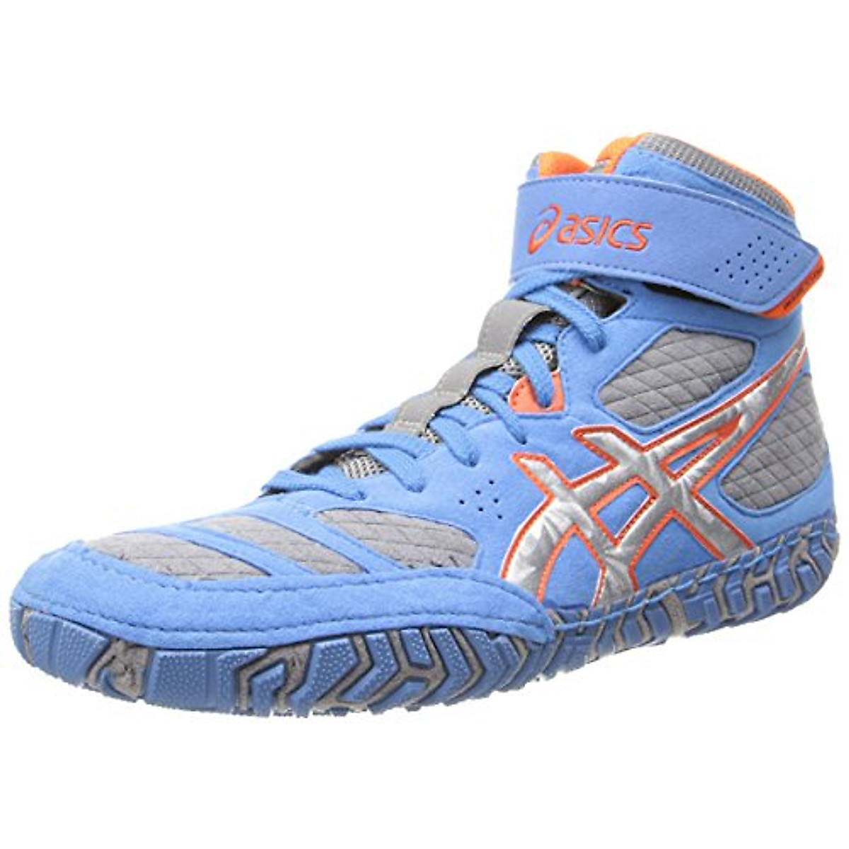 ASICS Men's Aggressor 2 Wrestling Shoe,Dusty Blue/Silver/Red Orange,12 M US