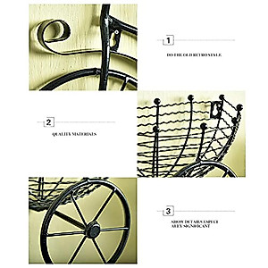 Faruxue Wrought Iron Wall Hanging Decor, Bicycle Flower Basket Wall Mounted Flower Stand Display Rack for Home Decor, Unique Art Ornaments Classic Retro Style for Home