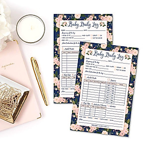 Hadley Designs - Nanny Newborn Baby or Toddler Log Tracker Journal Book, Daily Schedule Feeding Food Sleep Naps Activity Diaper Change Monitor Notes For Babies - 50 Sheet Pad