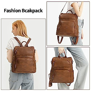 seyfocnia Backpack Purse for Women, Fashion Backpack Convertible Design Satchel Handbags Shoulder Bag with Laptop Compartment Travel Carry on Backpack, Brown