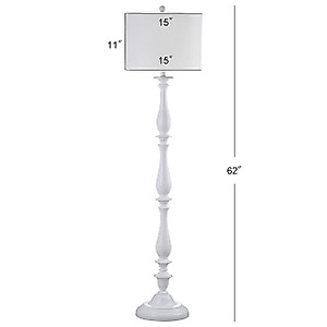 SAFAVIEH Lighting Collection Bessie Farmhouse Candlestick, Metal, White 62-inch Living Room Bedroom Home Office Standing Floor Lamp (LED Bulb Included)