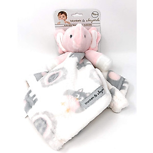 Blankets and Beyond Baby Plush Elephant Security Blanket Pink/White/Grey Nunu