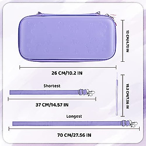 RHOTALL Solid Color with Sakura Embossing Carrying Case for Nintendo Switch OLED, Potable Case for Switch OLED with Soft Case, Screen Protector, 4 Thumb Caps, Wrist band and Shoulder strap - Purple