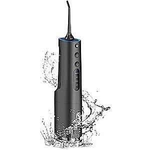 GIENEX Water Flosser Cordless Teeth Cleaner Dental Oral Irrigator Power Dental Flossers IPX7 Waterproof Teeth Cleaner with 4 Cleaning Modes Detachable Water Tank for Home Travel (Color : Black)