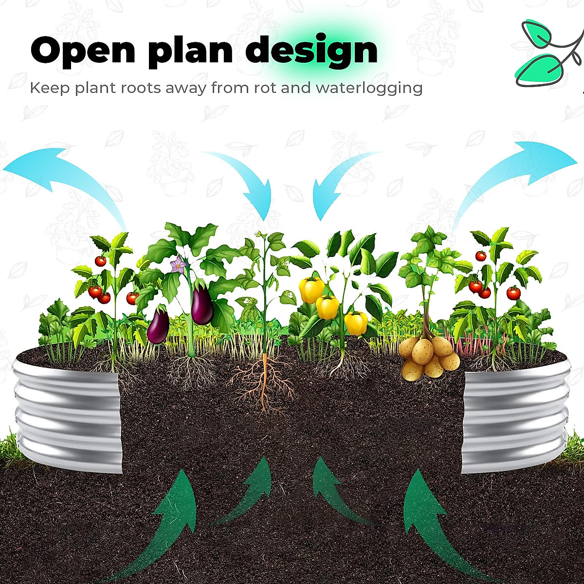 AHEONLAR Galvanized Raised Garden Bed Kit, Oval Large Metal Planter Box, Sturdy and Durable, Garden Boxes Outdoor Raised for Vegetables, Fruits, Flowers and Herbs, 4x2x1ft (Silver)