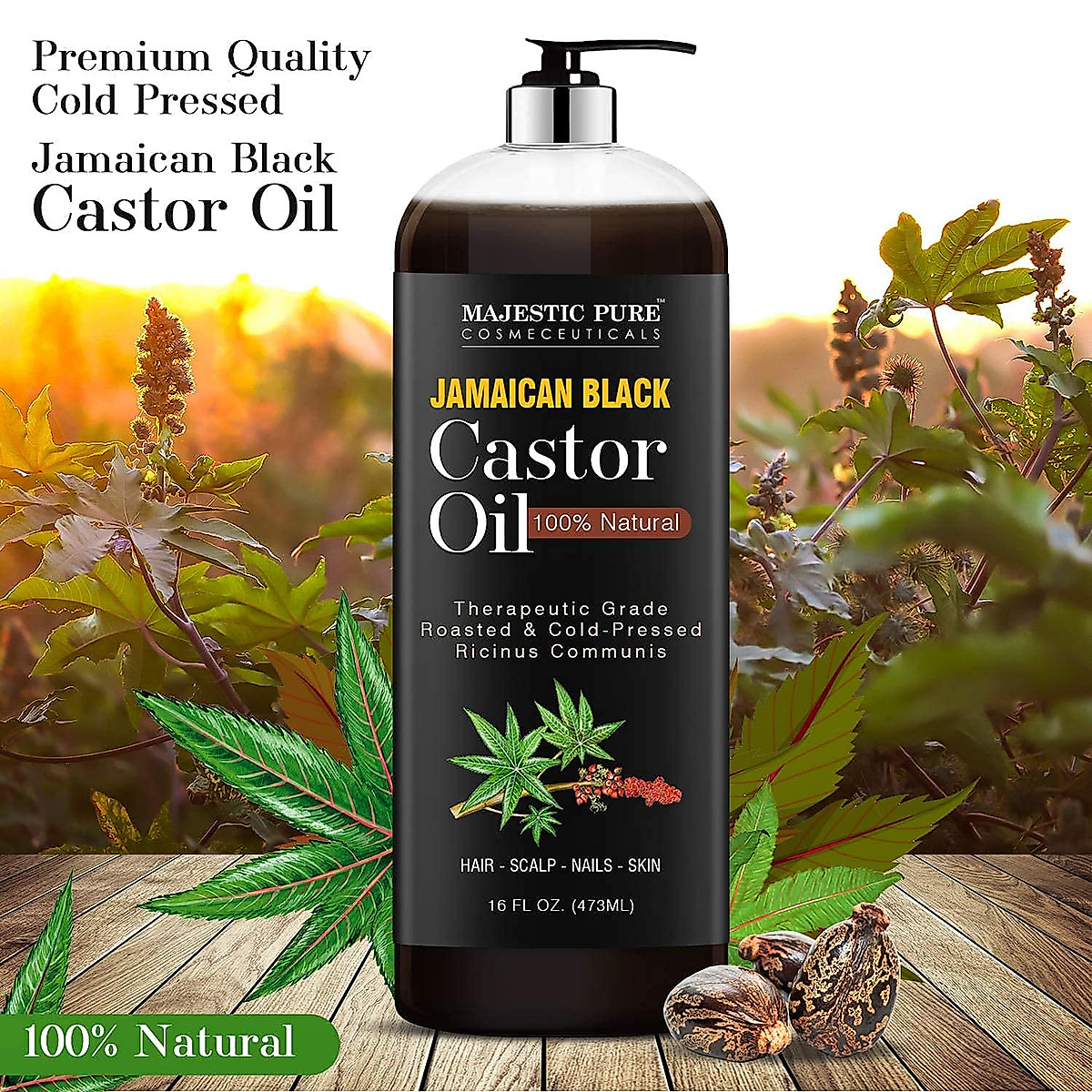 Majestic Pure Jamaican Black Castor Oil (16 oz) and Biotin Shampoo with DHT-3 Blocker (16 oz) Bundle
