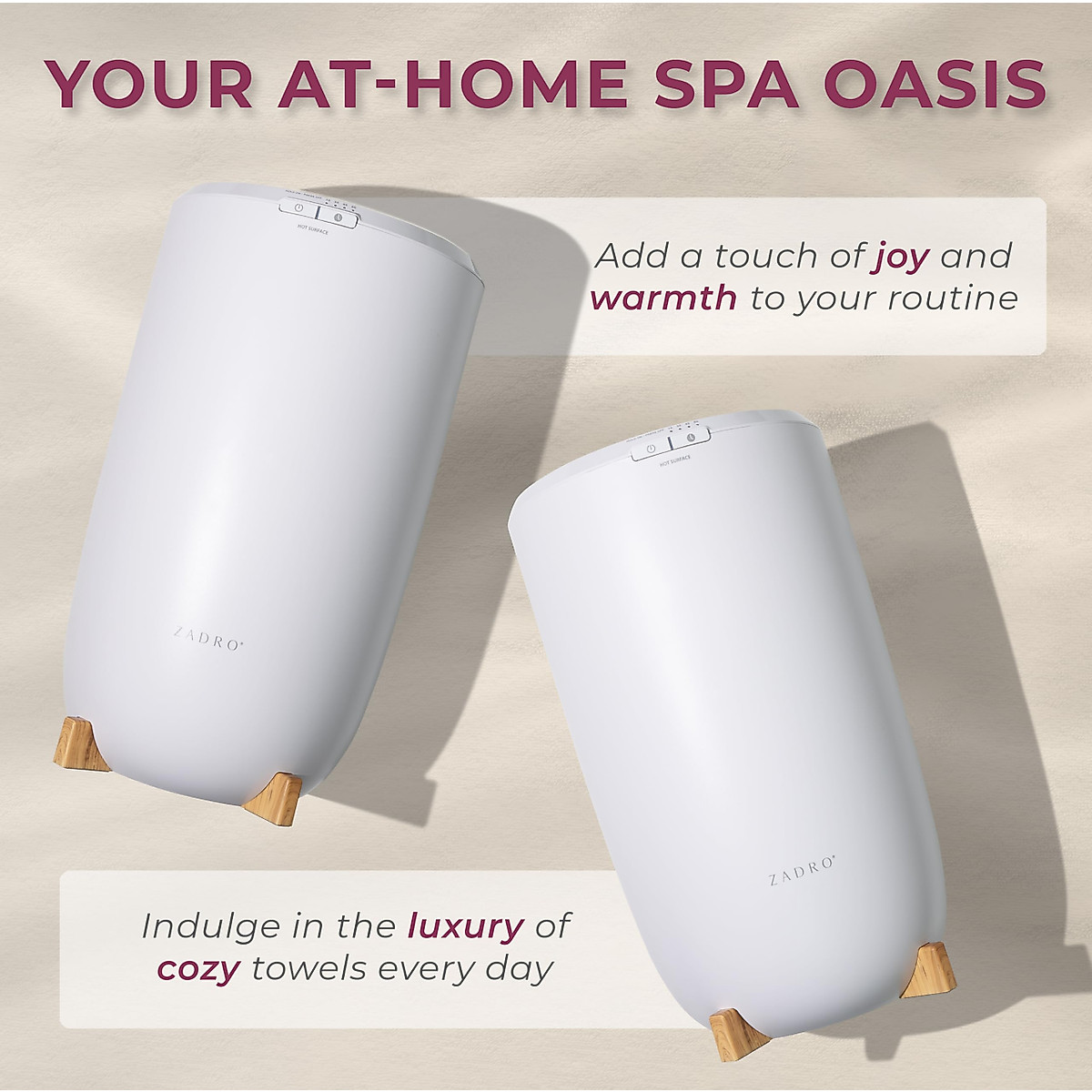 Zadro Large Hot Towel Warmer Bucket Timer Electric Towel Warmer for Bathroom Auto-Shut Off Heated Towel Warmer Spa (Large | 20L | 12" Dia. x 21" Tall, White/Blue)