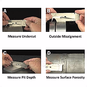 WeldingStop V-WAC Undercut Gauge Biting Edge Welding Guage for Welder Inspection Single Weld Gauge Measure Inspection Tools Porosity Size/amount Inspection Tools Inch Stainless Steel