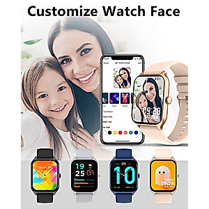 Smart Watch, 1.96-Inch HD Touch Screen Smartwatch with Text and Call, Heart Rate, Blood Oxygen, and Activity Trackers - Compatible with iPhone and Android, IP68 Waterproof, for Men and Women (Pink)