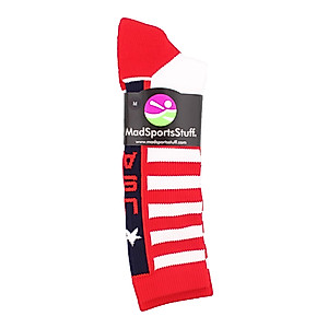 MadSportsStuff USA Pride Athletic Crew Socks (White/Red/Navy, Large)