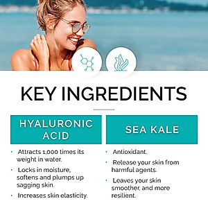 Vitamins and Sea Beauty, Hyaluronic Acid Serum for Face Anti-Aging with Sea Kale, Smoothing Facial Serum Skin Firming Hydrating Rejuvenating, 2 Fl Oz