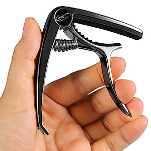Hricane Guitar Capo for Acoustic and Electric Guitars with 3 Picks, light black Guitar Capo or Ukulele capos, Mandolin, Banjo, Classical Guitar Accessories, made by Steel and Silicone