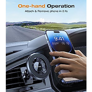 VICSEED for MagSafe Car Mount, Ultra- Strong Magnetic Phone Holder for Car Vent, 360° Hands-Free Magnet Cellphone Car Mount for Socket Grip, Fit for iPhone 15 14 13 12 Pro Max Plus Min