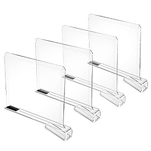 Elavain Heavy Duty Clear Shelf Dividers Closet Organizer | Closet Storage Shelf Organizer | Perfect Home Organization, Closet Organization, Craft Storage Shelves, Clothes Separator | Pack of 4