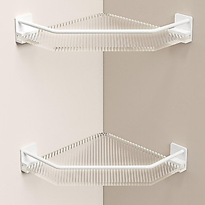 Keebgyy Corner Shower Caddy, Shower Storage Rack, Corner Shower Caddy Bathroom Shower Organizer Acrylic Shower Shelf No Drilling Large Capacity for Bathroom Dorm Kitchen(Black Single Layer with Hook)