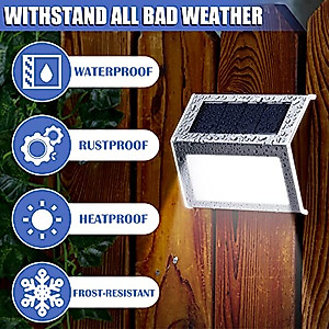 18 Pcs Solar Deck Lights Waterproof Outdoor Fence Lights 21 LED Solar Powered Step Lights Stainless Steel Stairs Lamps for Garden Pathway Backyard Patio Yard Stair Wall Railing Lighting (White)