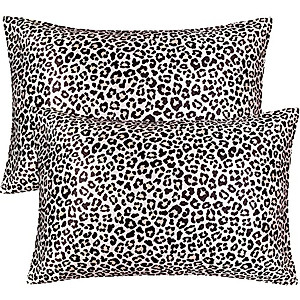 BEDELITE Satin Pillowcase for Hair and Skin Digital Printing, Super Soft Cooling Similar to Silk Pillow Cases 2 Pack with Envelope Closure, Gift for Women Men(Standard 20x26 Inch, Black Leopard)