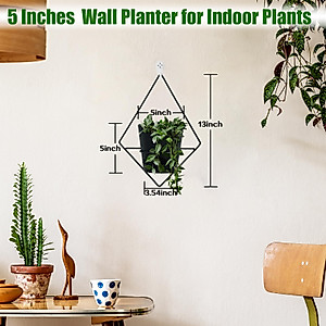 Koalaime 3 Sets of Wall Planters for Indoor Plants, Hanging Wall Planter with Black Metal Holder, Geometric Self Watering Wall Flower Pots, Wall Mounted Succulent Planter, 5" Black Plant Pot