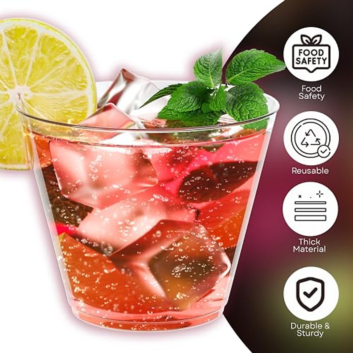 Exquisite Clear Plastic Cups With Straws 100 Pack - Clear Tumbler - 9 Oz Plastic Cups Disposable Cups Plastic Tumblers - Cocktail Cups, Party Cups With Straws - For Parties, Events And Weddings