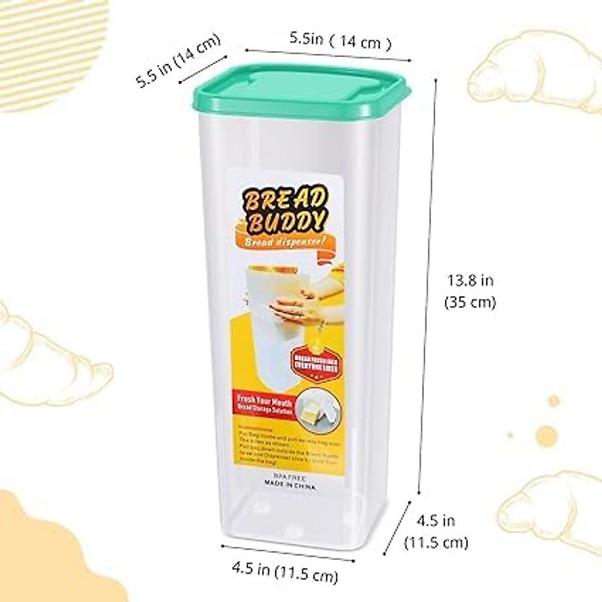 Andwarmth Bread Storage-Bread Container-Bread Keeper-Bread Dispenser-Airtight Bread Box-Bread Saver-Bread Boxes for Kitchen Counter-Green 2