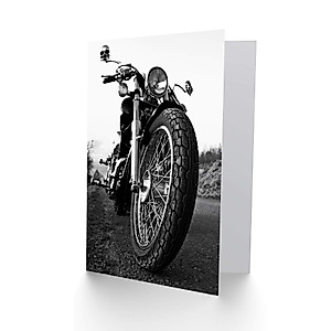 Wee Blue Coo TRANSPORT MOTORBIKE MOTORCYCLE FRONT VIEW BLANK GREETINGS BIRTHDAY CARD
