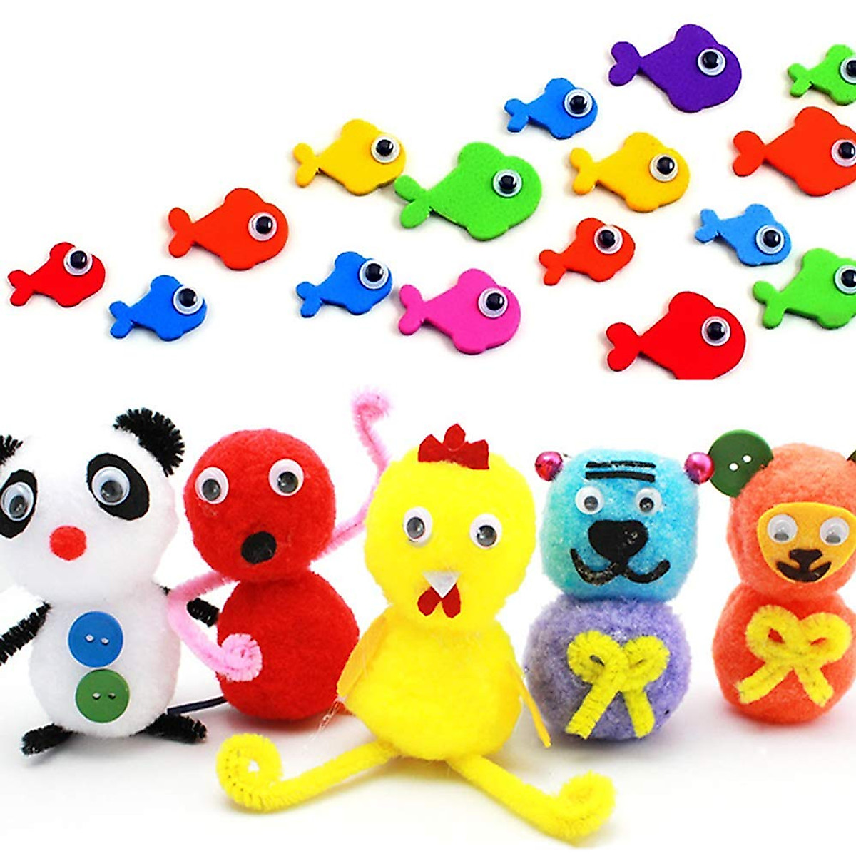 Vivixin 730pcs Self Adhesive Wiggle Googly Eyes, Black Plastic Googly Eye for Crafts, Wobbly Googly Eyes, Large and Small Assorted Sizes Sticker Eyes for DIY