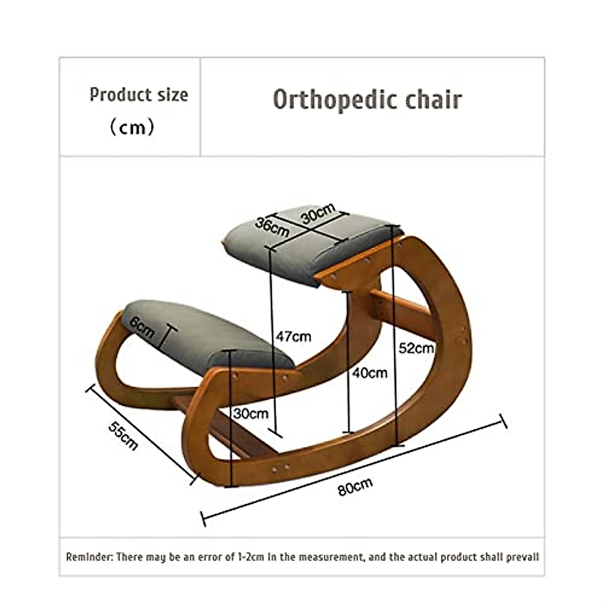 XMSM Posture Correction Kneeling Chair Ergonomic for Office, Kids Angled Seat Learning Rocking Office Chair Knee Stool for Relief Men & Women, Teenager Hunchback,Poor Posture, Kyphosis, Etc