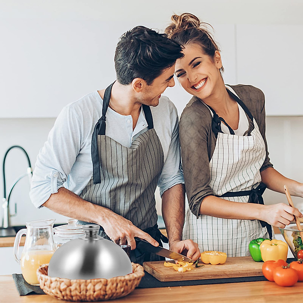 Hemoton Stainless Steel Food Cover Cheese Melting Serving Dome Dish Steak Cover Basting Steaming Cover Serving Dish Lid for Flat Top Griddle Grill Restaurant Home Kitchen (10 inch)