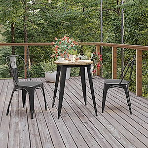 Flash Furniture Declan Commercial Outdoor Bar Height Dining Table, All Weather Poly Resin Top with Steel Base, 23.75" Round, Brown/Black