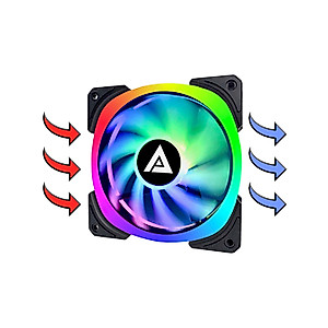 Apevia LP614L2S-RGB Lunar Pro 140mm Silent Dual-Ring RGB Color Changing LED Fan with Remote Control, 32x LEDs & 8X Anti-Vibration Rubber Pads w/ 2 Magnetic LED Strips (6+2-pk)