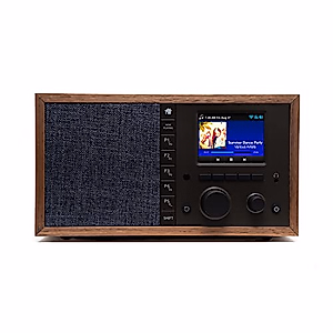 Grace Digital Mondo Elite Classic Smart Internet Radio Bluetooth Wi-Fi Qi-Wireless Fast Charger 7-Day Alarm – Microphone-Free (Walnut)