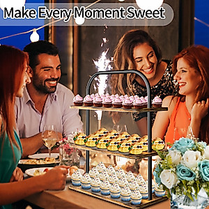 Cupcake Stand, 3 Tier Wood Cupcake Stand for 50 Cupcakes Large Dessert Stand Cupcake Display Stand Cupcake Tower for Farmhouse Decor, Party Serving Tray, Vendor Dessert Table Display Set